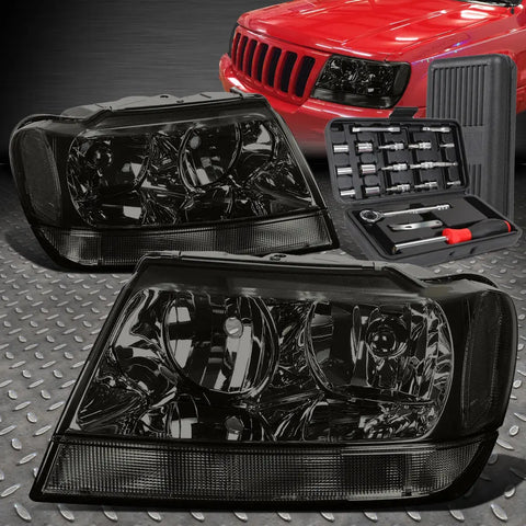 99-04 Jeep Grand Cherokee Wj Smoked Housing Clear Corner Headlight+Too ...