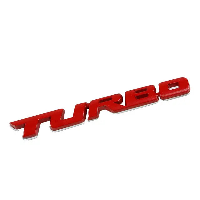 Aluminum Stick On 3D Polished Red Lettering Turbo Decal Emblem Trim Ba ...