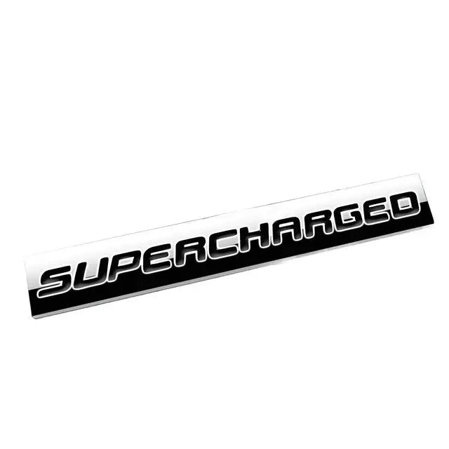 Aluminum Stick On Polished Black Text Supercharged Decal Emblem Trim B ...