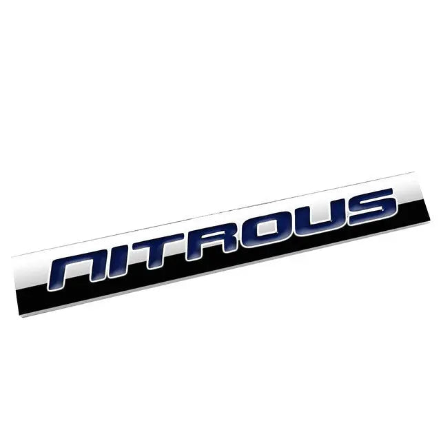Aluminum Stick On Polished Blue Lettering Nitrous Decal Emblem Trim Ba ...