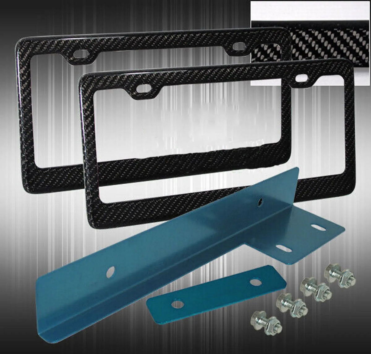 Anodized Blue Relocator License Plate Adapter + Carbon Fiber United St ...