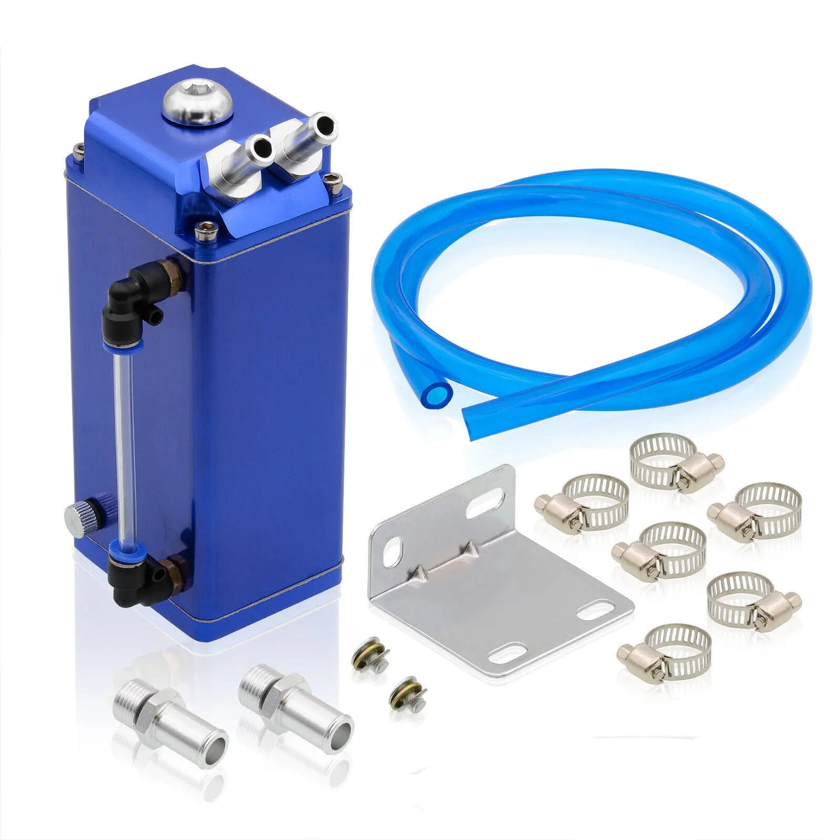 Blue 7"X3"X2.5" Square Oil Catch Can Tank Reservoir Kit W/ Drain Plug ...