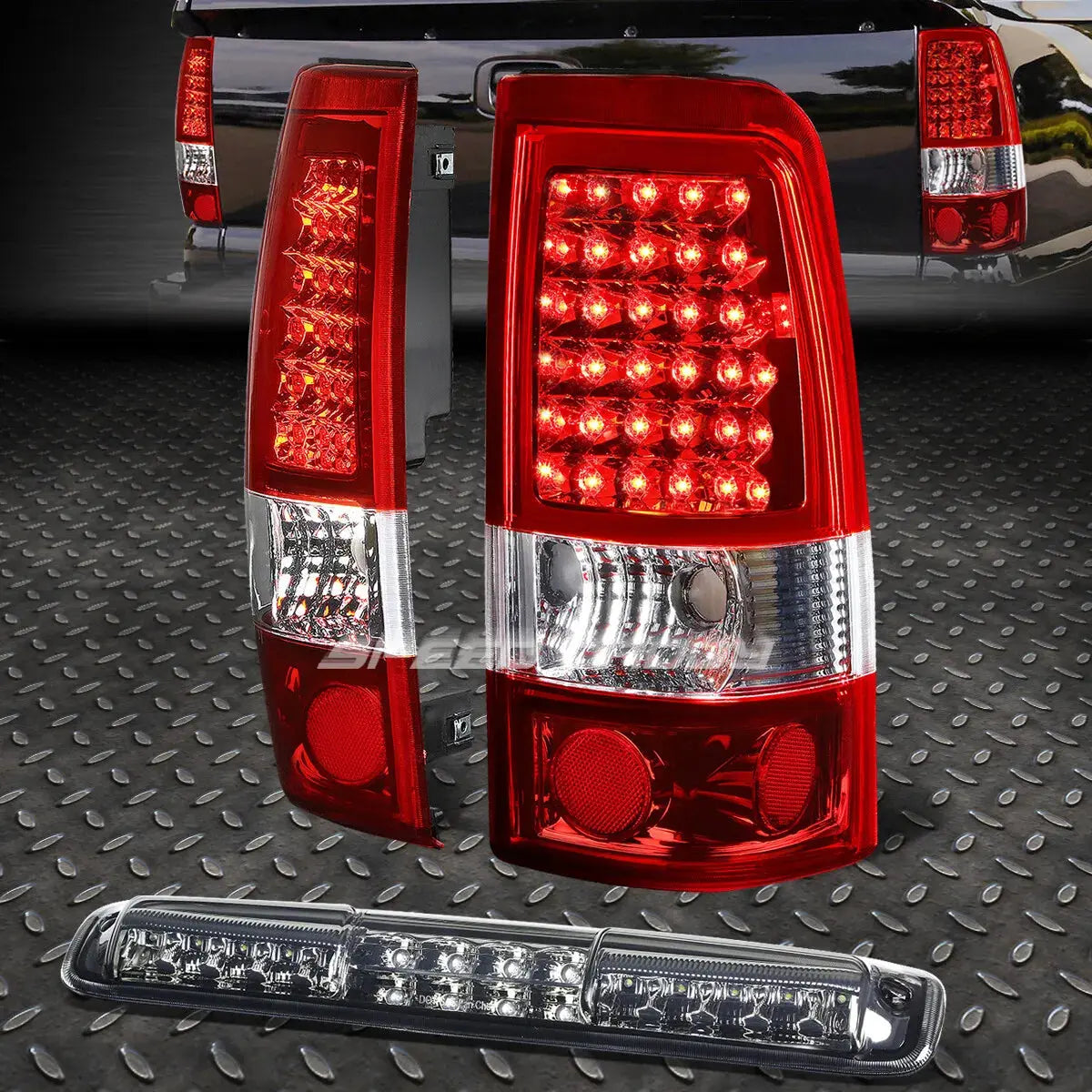 Chrome Red Led Tail+Smoked 3Rd Brake&Cargo Light 99-03 Silverado/Gmc S ...