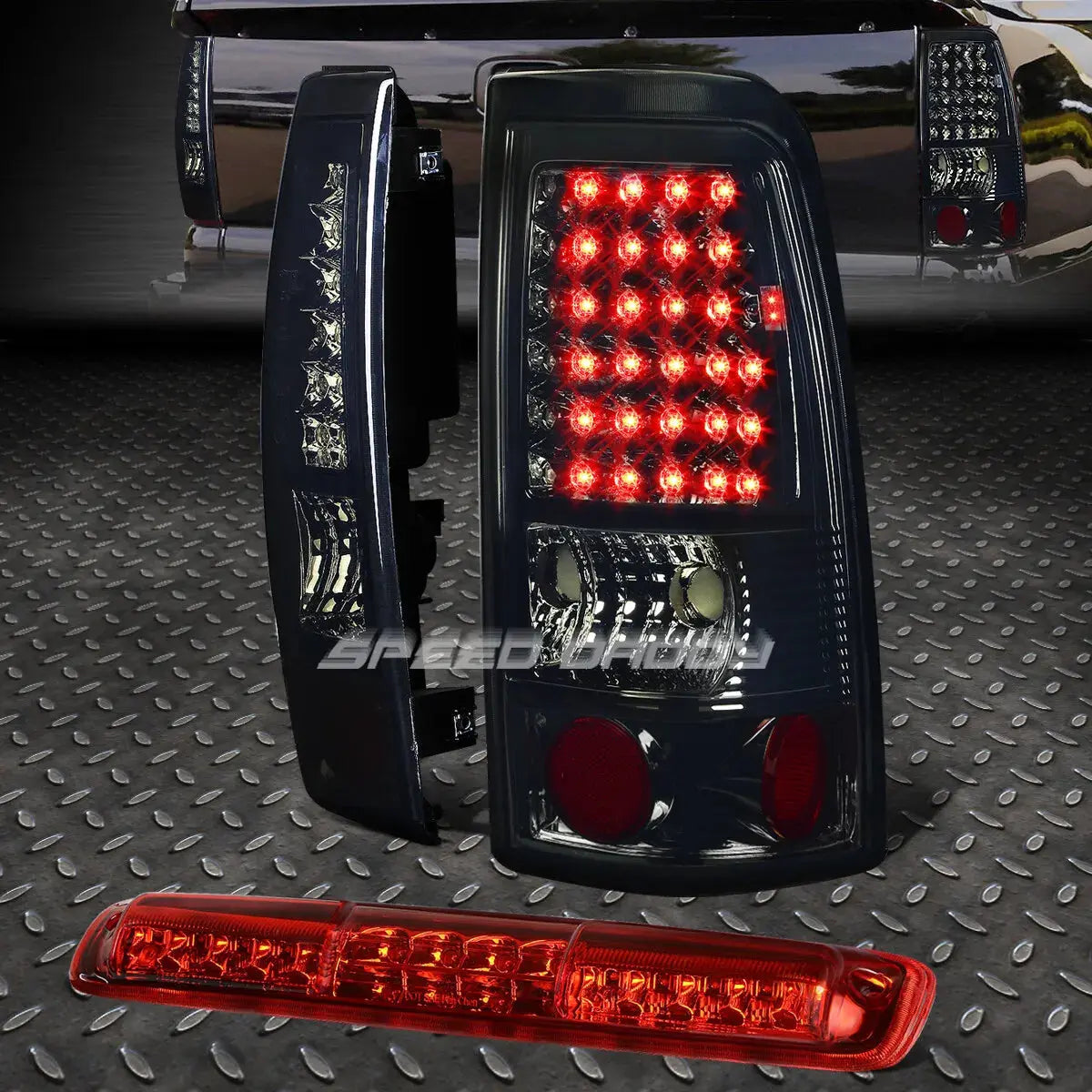 Chrome Smoked Full Led Tail+Red 3Rd Brake&Cargo Light 99-03 Silverado ...