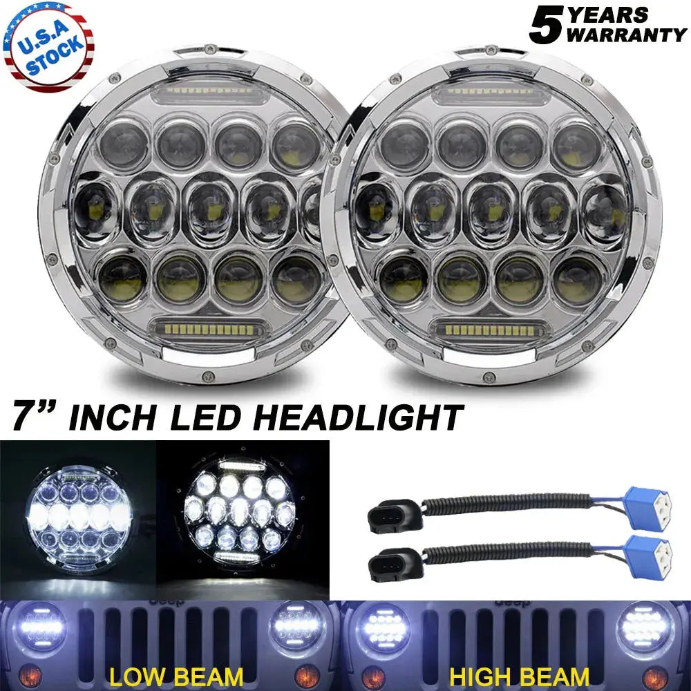 Dot Chrome 7" Led Headlight Drl Hi-Lo H6024 For Chevy C10 Camaro Picku ...