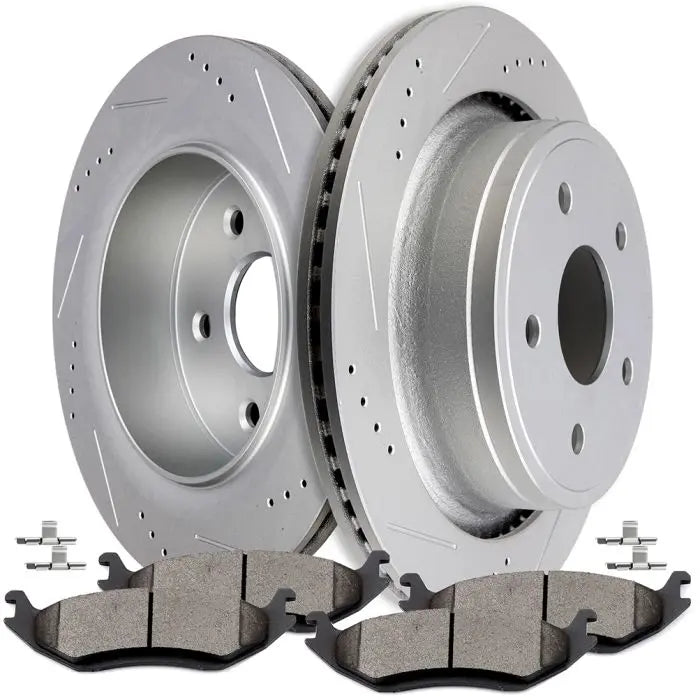 For 2002-2010 Dodge Ram 1500 Rear Brake Rotor Ceramic Pads w/ Hardware ...