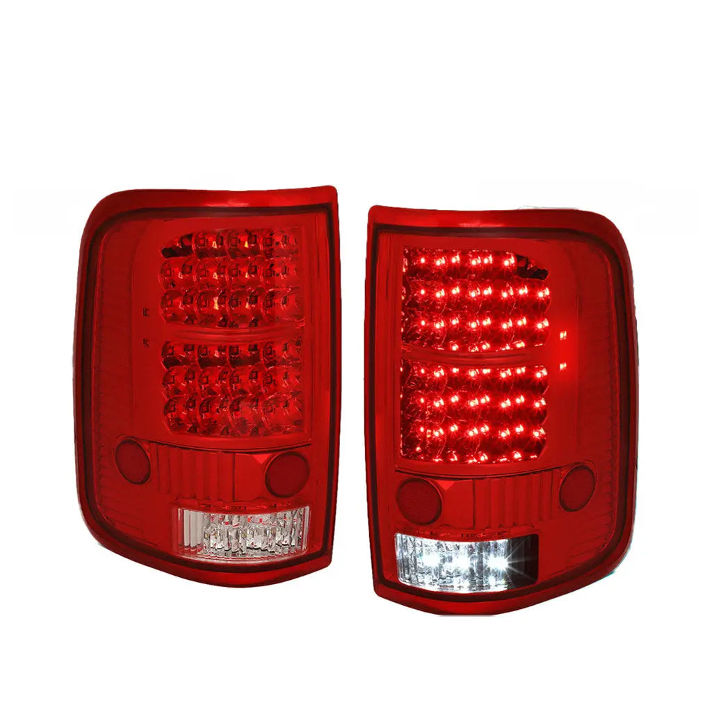 2004-2008 Ford F150/Lobo Pair Red Housing Full Led Tail Light Reverse ...