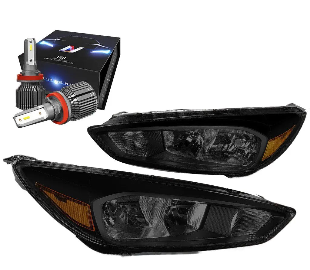 2015-2018 Ford Focus Turn Signal Headlight W/Led Kit+Cool Fan Black/Sm ...
