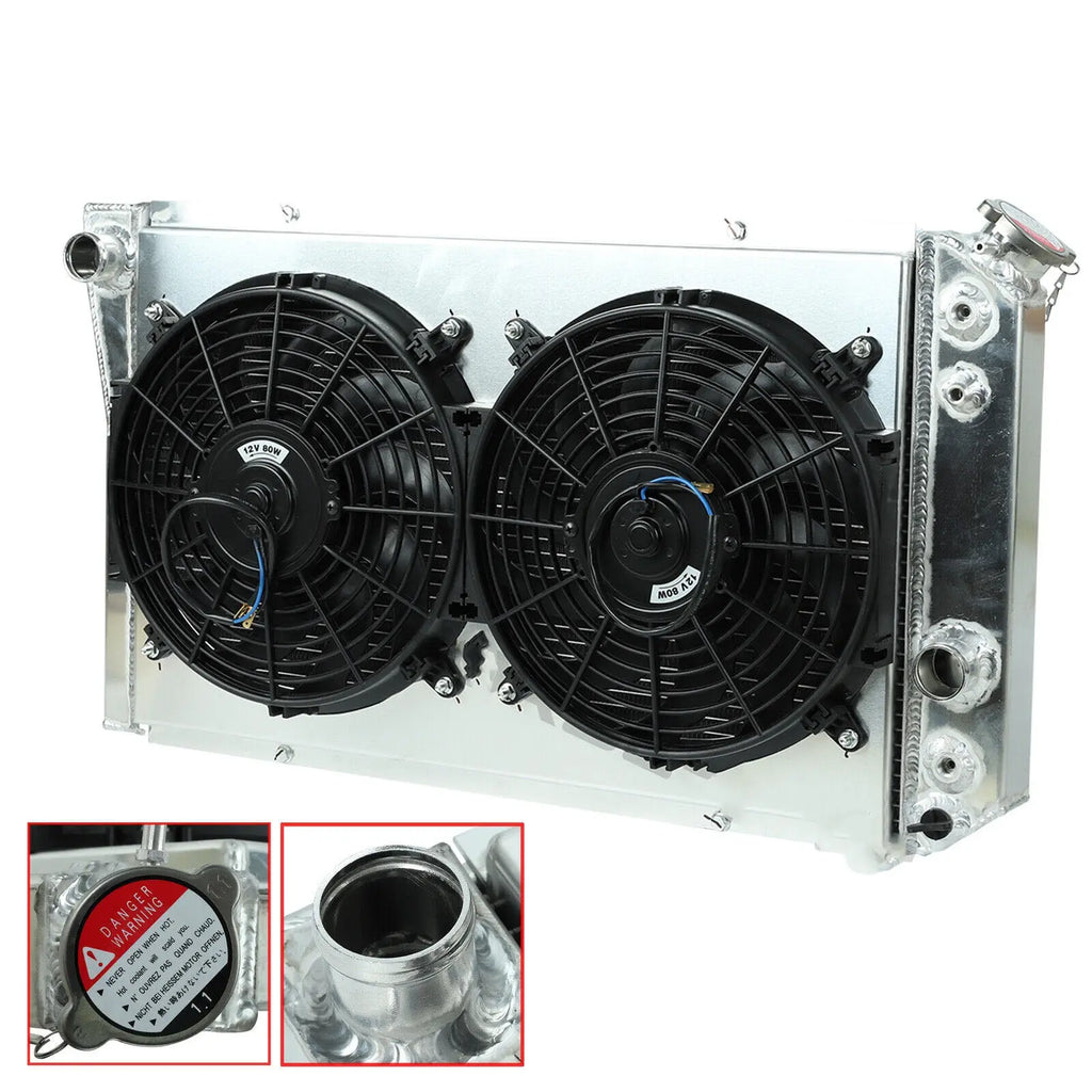 For 82-90 Corvette C4/S10 V8 3 Row Aluminum Core Racing Radiator+Pull ...