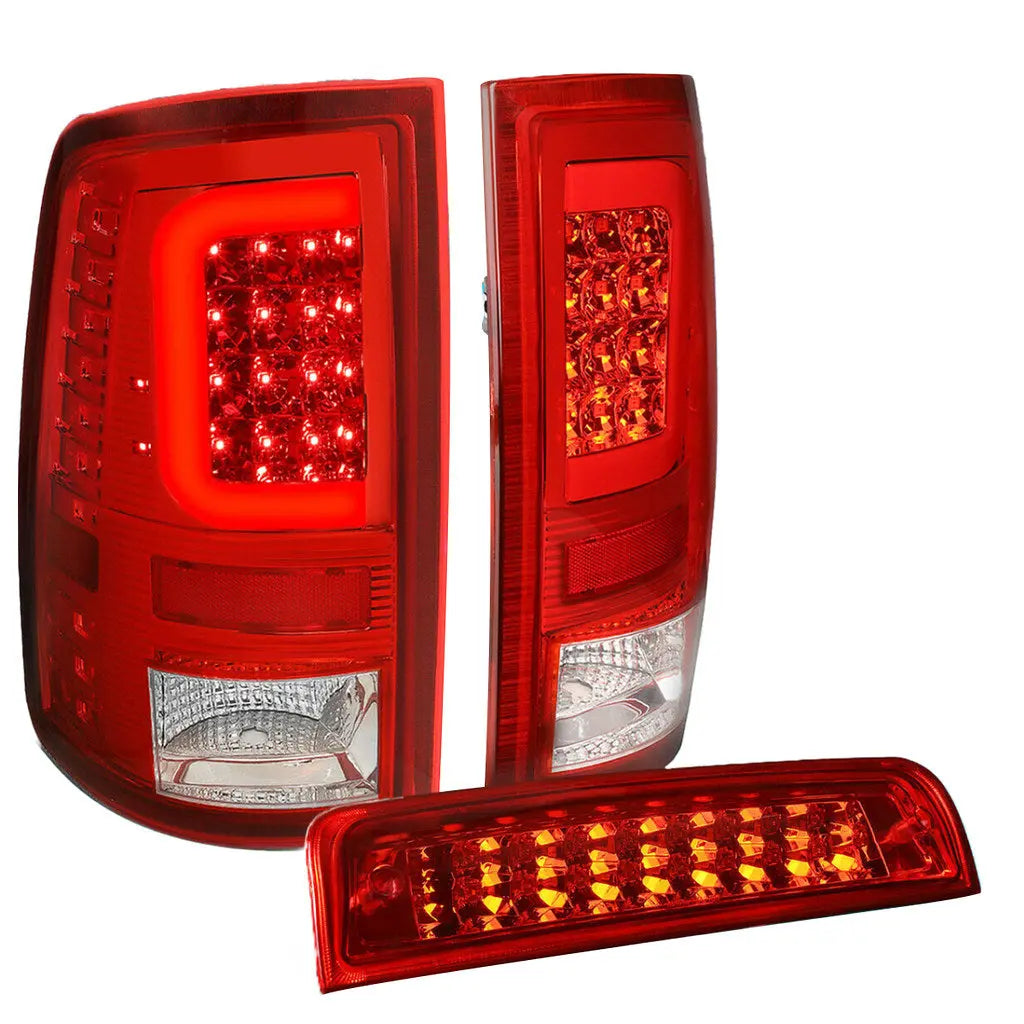 [Led C-Shape Bar]Fit 2009-2017 Dodge Ram Red Tail Light+Third 3Rd Brak ...