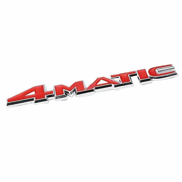 Mercedes 4-Matic Stick On 3D Chrome Red Auto Metal Emblem Trim Badge L ...