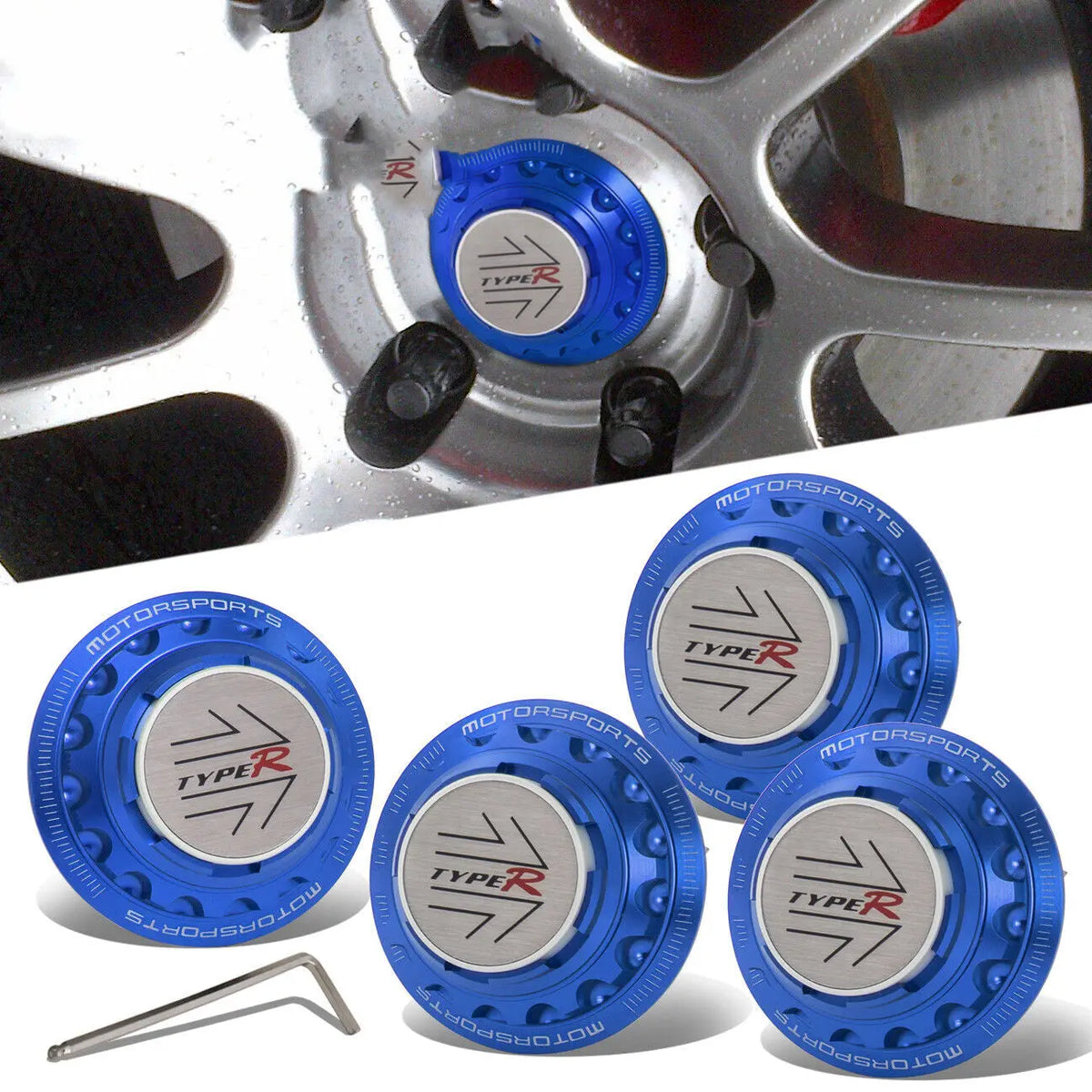 Motorsport Wheel Hub Center Cap Type-R Badge Blue Drag Vip Jdm Track ...