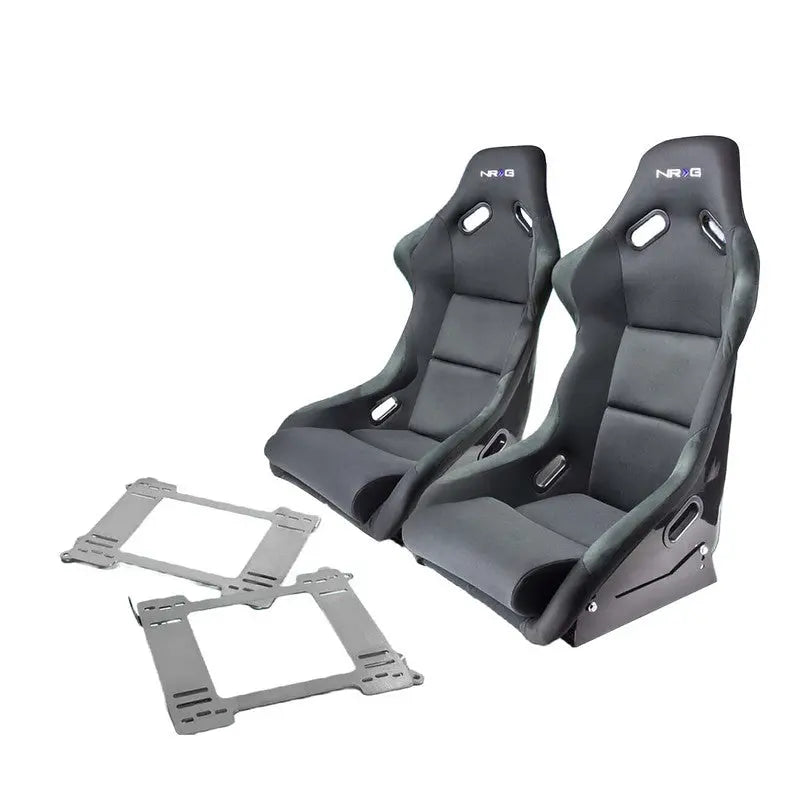 NRG FIBERGLASS BUCKET RACING SEATS+FULL STAINLESS BRACKET 92-99 BMW E3 ...