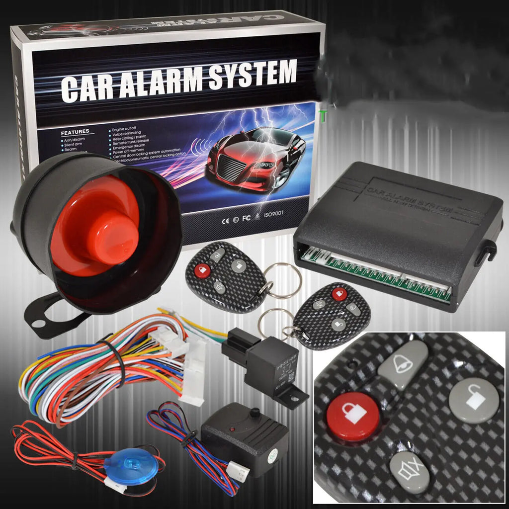 New Chevy Gmc Ford Security Remote Car Alarm System + 2 Carbon Fiber K ...