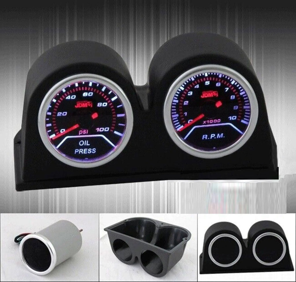 Oil Pressure Psi Gauge + Tachometer Rpm + Led Display Twin Dash Mount ...