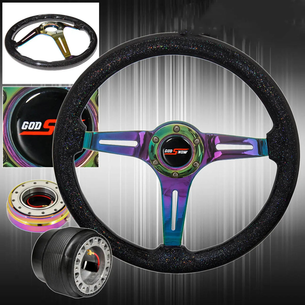 Quick Release For 89-05 Eclipse + Metallic Gloss Black Neo Chrome Stee ...