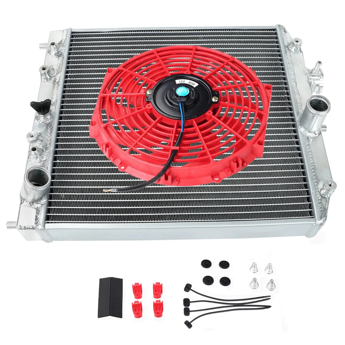 Red 12"Cooling Fan&3-Row Core Aluminum Radiator 92-00 Honda Civic EG I ...