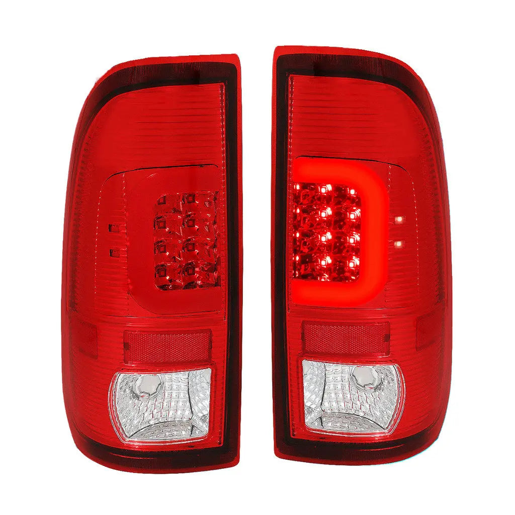 [Red C-Streak 3D Led]2009-2016 Ford F350/F450 Red Housing Rear Tail Li ...