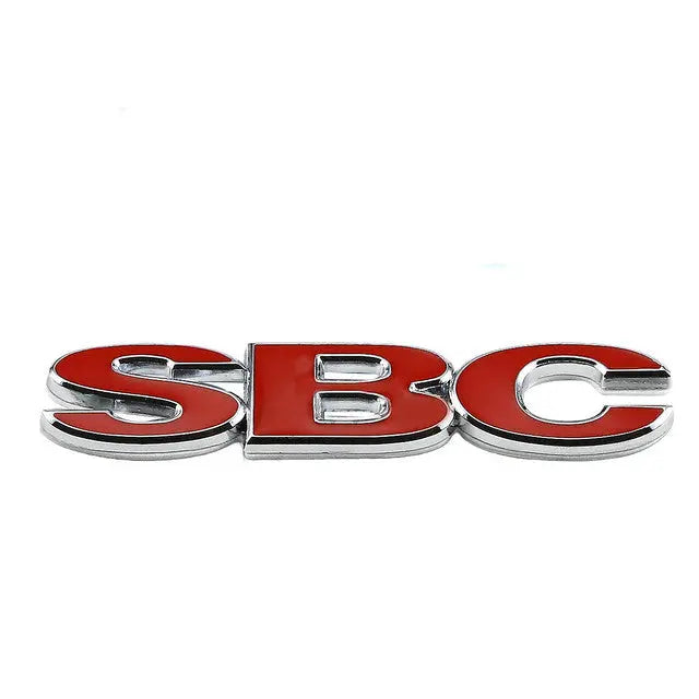 Sbc Small Block Stick On 3D Chrome Red Auto Metal Emblem Trim Badge Lo ...
