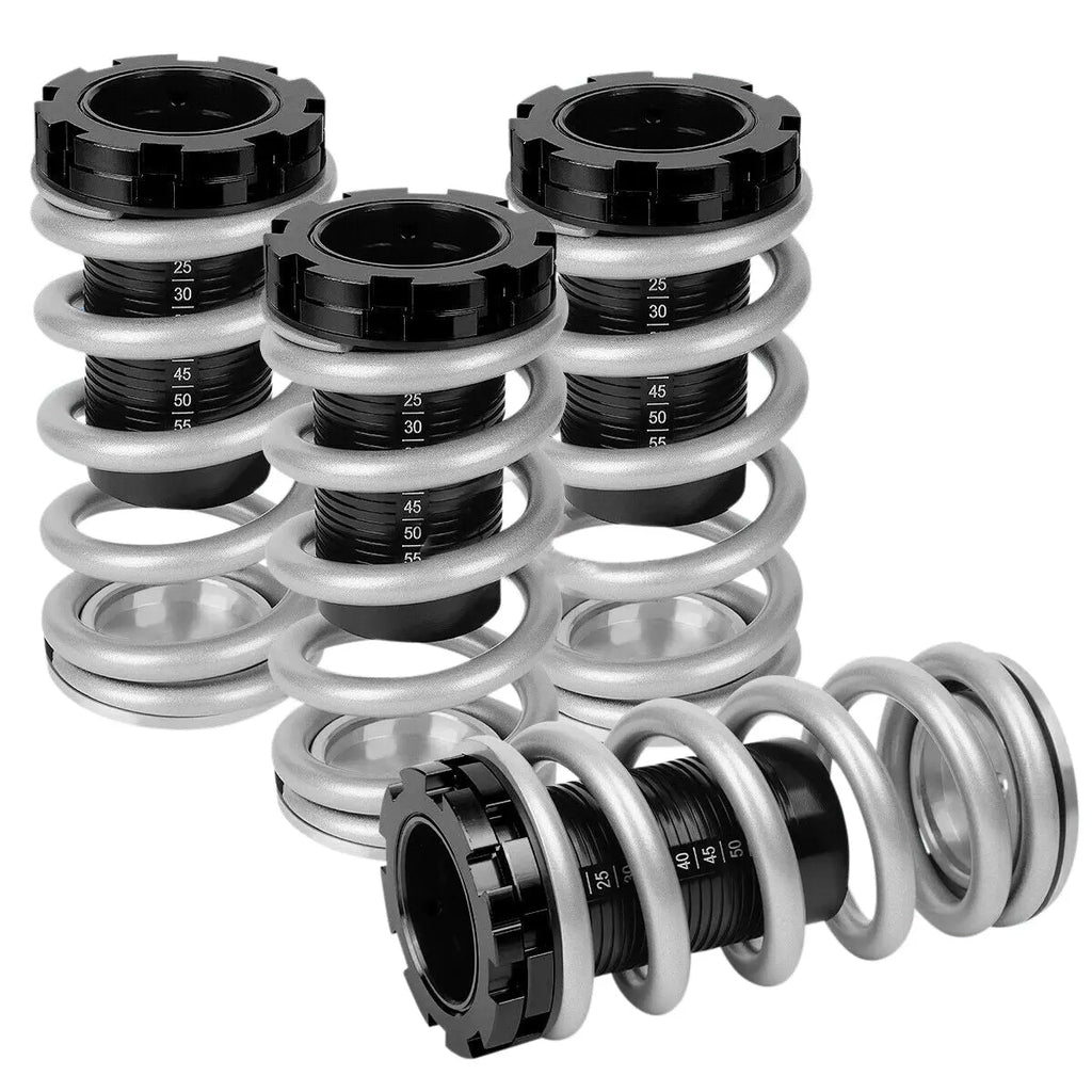 Silver Adjustable 1-4" Black Perch Suspension Coilover Spring 88-00 Eg ...