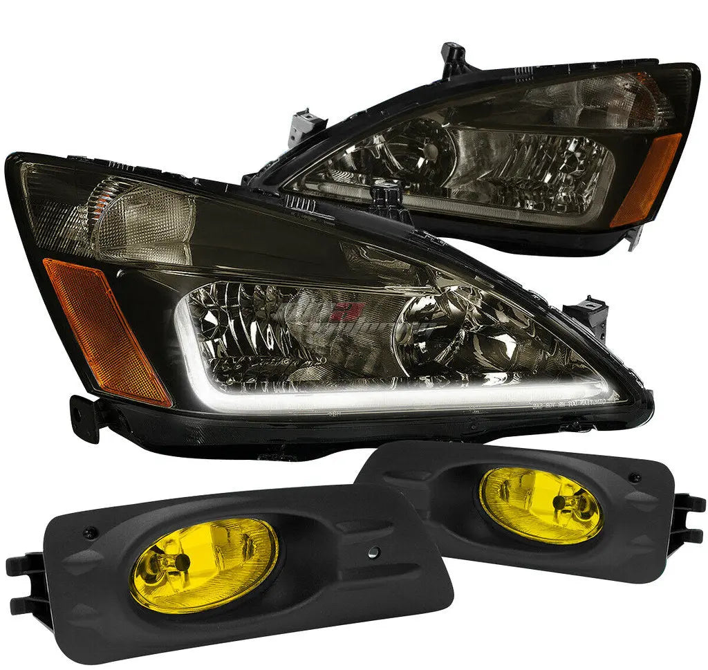 Smoked Housing Headlight+Amber Corner+Led Drl+Amber Fog Light Fit 06-0 ...