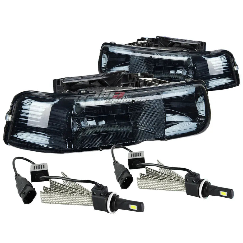 Smoked Housing Tint Lens Headlight+6000K White Led System Fit 99-02 Si ...