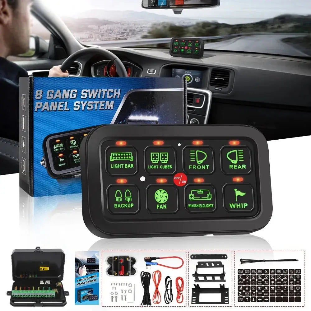 Switch Panel 8 Gang Electronic Relay System Car Boat Led Work Lights B ...