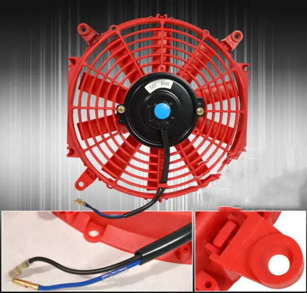 Thin 9" Pull/ Push Radiator Engine Bay Cooling Fan + Zip Tie Kit Red ...