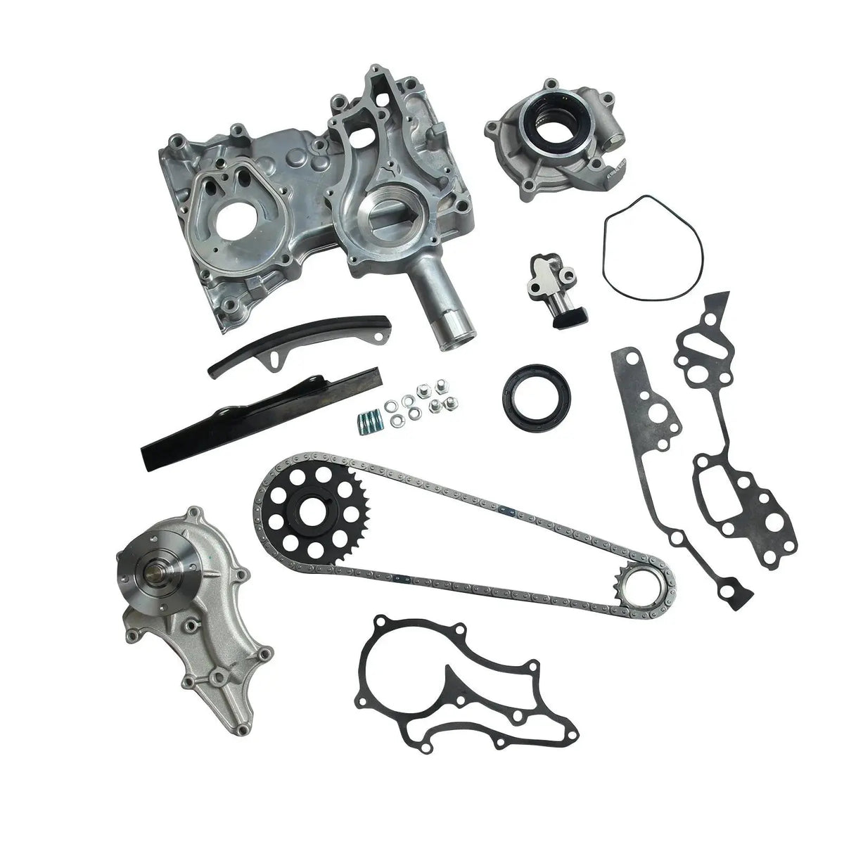 Timing Chain Kit Cover w/ Steel Rail Oil Water Pump Toyota 2.4 22RE PI ...