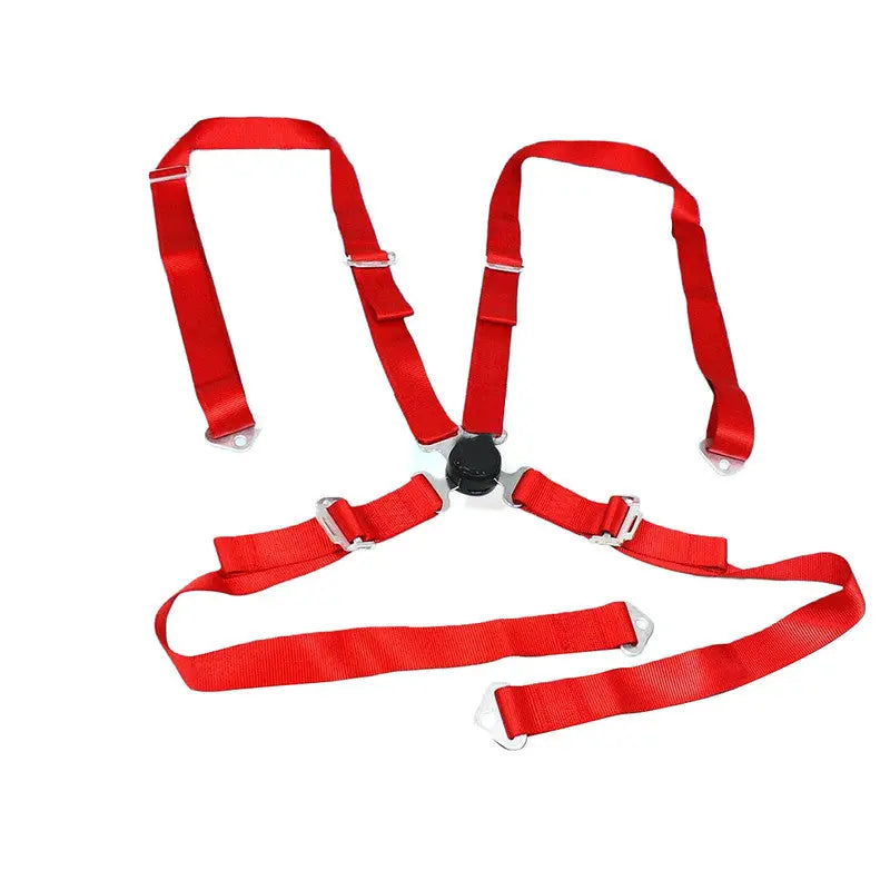 UNIVERSAL 4-POINT 2" RED NYLON STRAP HARNESS SAFETY CAMLOCK RACING SEA ...