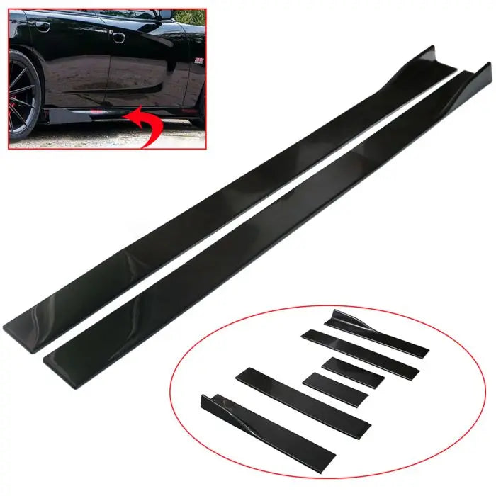 Universal Black Side Skirt Extension Rocker Body Splitters Lip Kit 2M ...