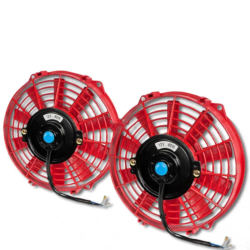 X2 9" 12V ELECTRIC SLIM PUSH/PULL RED ENGINE COOLING/RADIATOR FAN+MOUN ...