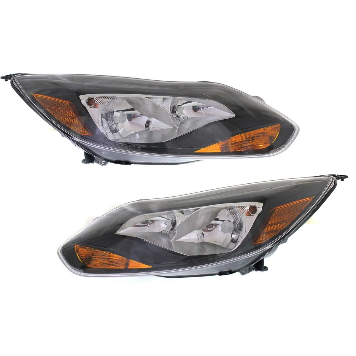 Black 2012 2013 2014 Ford Focus Headlights Headlamps Aftermarket Pair ...